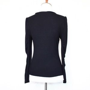 Bar III | Tops | Bar Iii Black Ruched Sleeve Ribbed Knit Top Medium ...